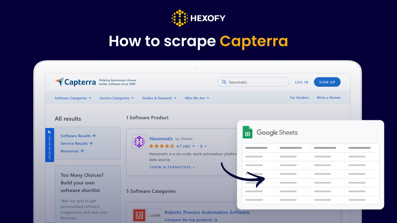How to scrape Capterra with Hexofy - Academy | Blog | Hexofy