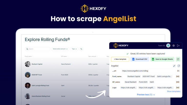 How to Scrape AngelList with Hexofy - Academy | Blog | Hexofy